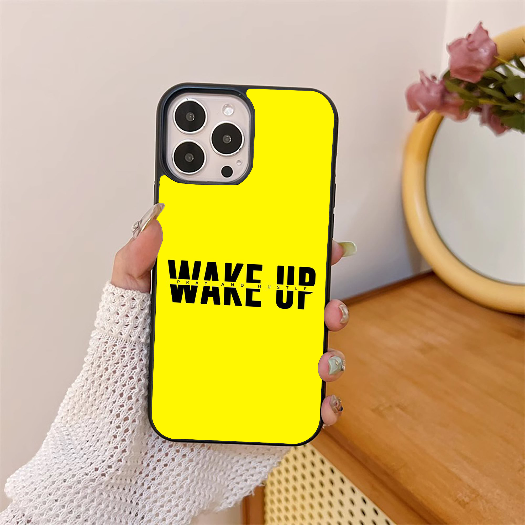 Wake Up Pattern Glass Case – Phone Villa
